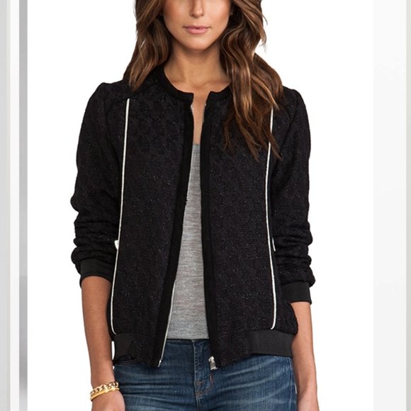 IRO | Jackets & Coats | Iro Kayden Leather Trim Bomber Zip Up Jacket ...